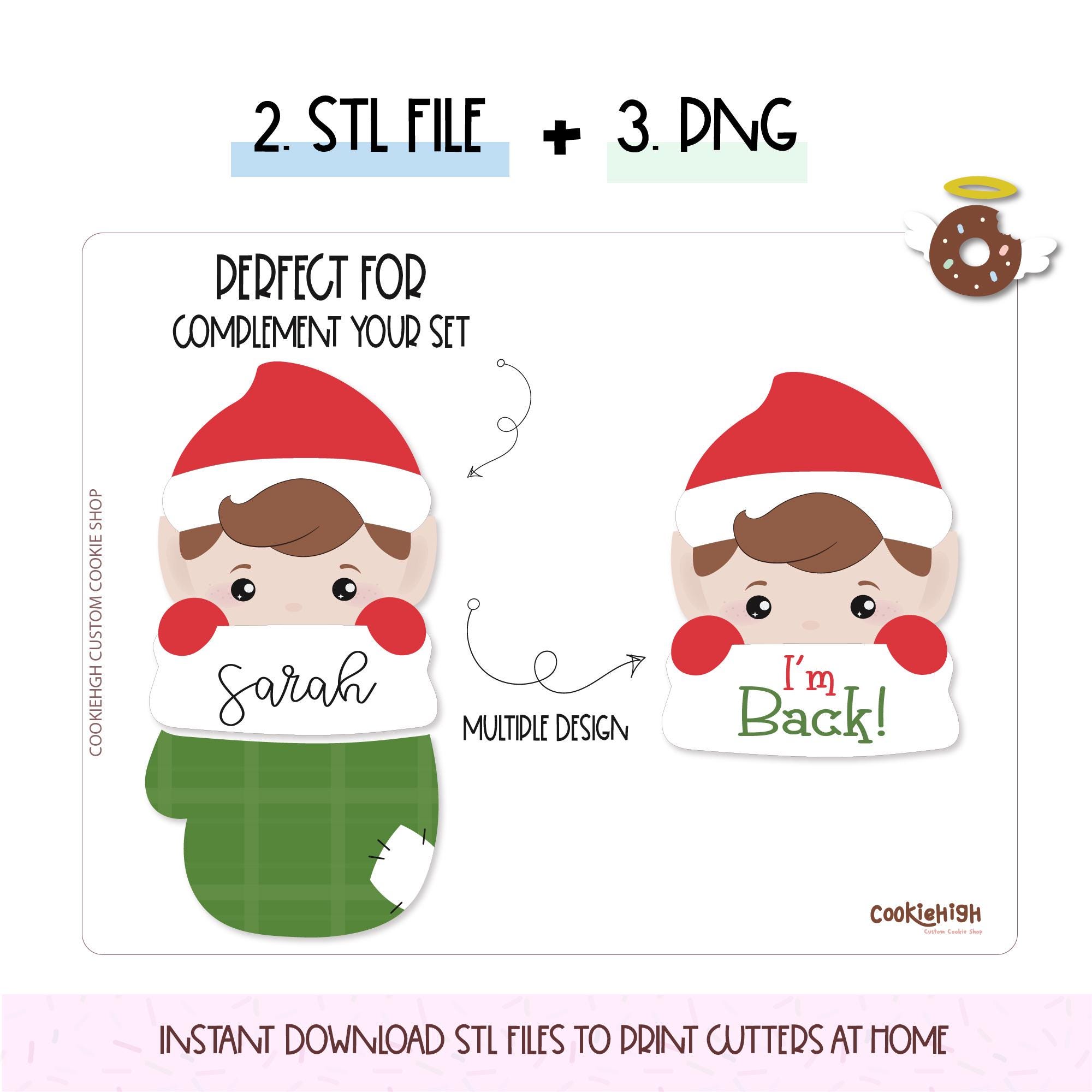 BYO Elf Plaque Cookie Cutter .stl + PNG Image of Eddie! | Instant ...