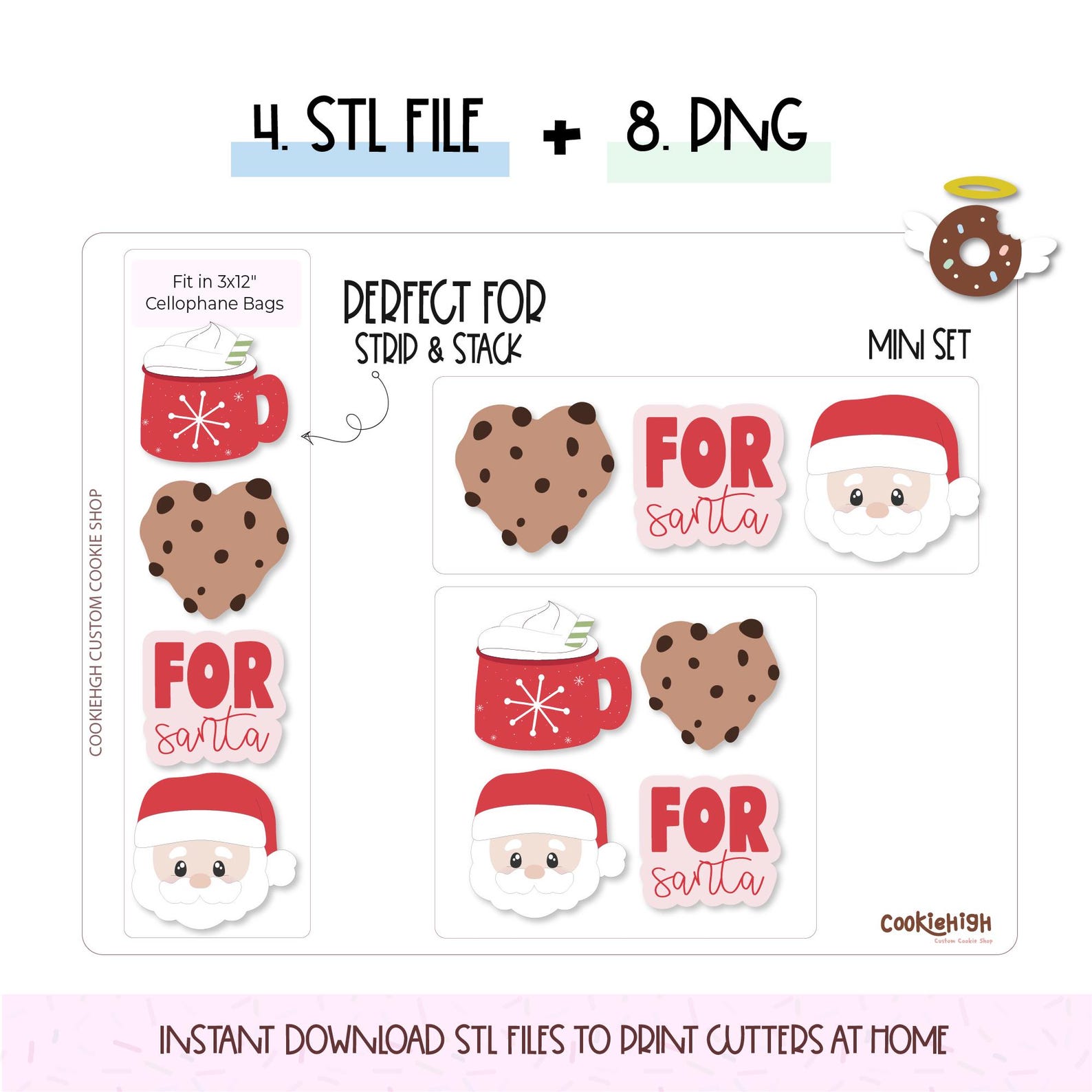 Sweet for Santa's Cookie Cutter Mini Set STL + Imagem PNG Do Eddie ...