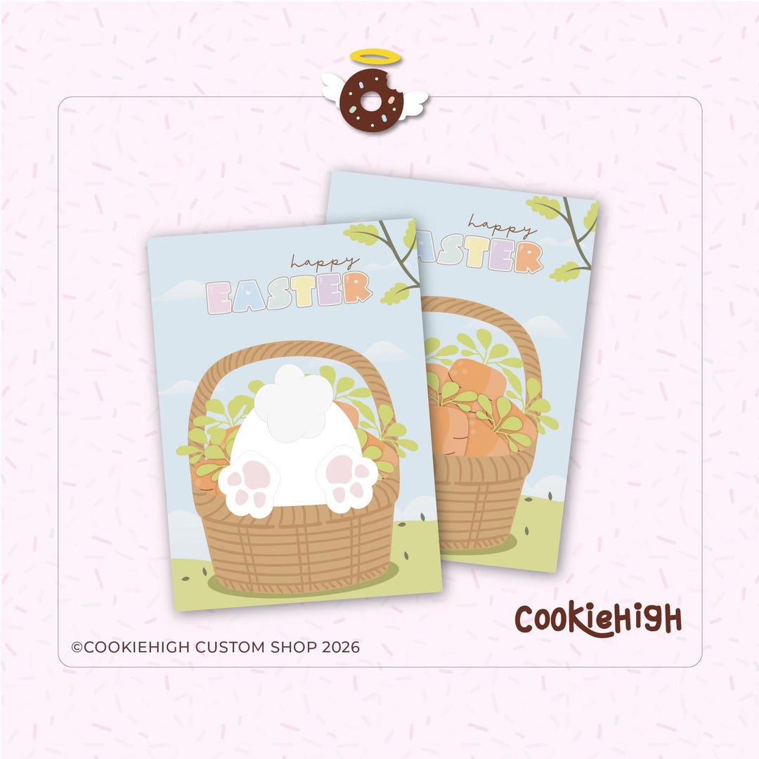 Printable Easter Cookie Card – Happy Easter Basket 3.5x5" PDF/PNG - Etsy
