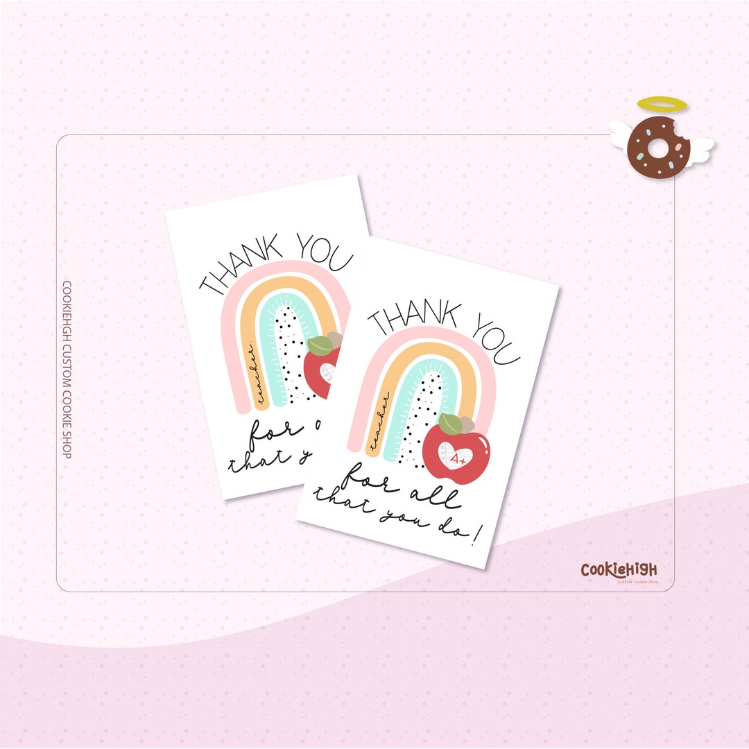 PRINTABLE TAG - Thank You Teacher Rainbow - 3x2" Square, Gift for ...