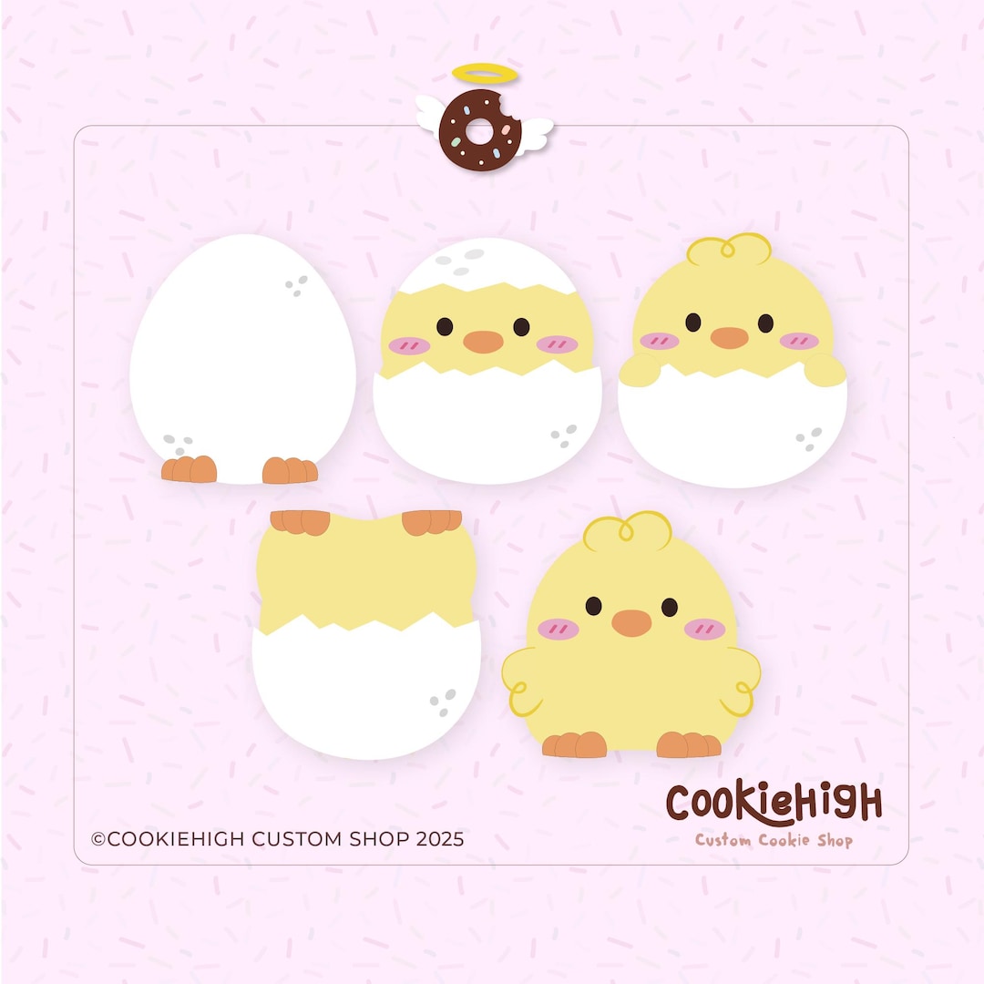 Cute Hatched Easter Chick Set of 5 Cookie Cutter Set .stl + PNG Image ...