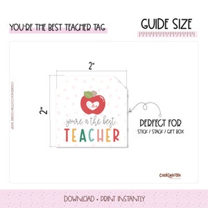 PRINTABLE TAG - You're the Best Teacher - 2x2" Square, Gift for Teacher ...