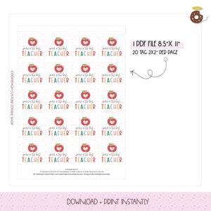 PRINTABLE TAG - You're the Best Teacher - 2x2" Square, Gift for Teacher ...