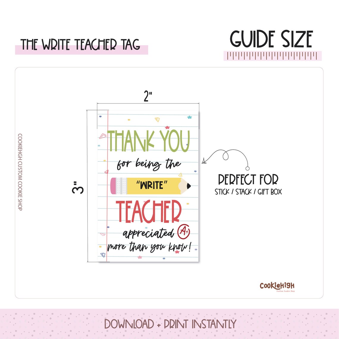 Teacher Appreciation Gift Tag: Printable Thank You Note (PDF) - Etsy