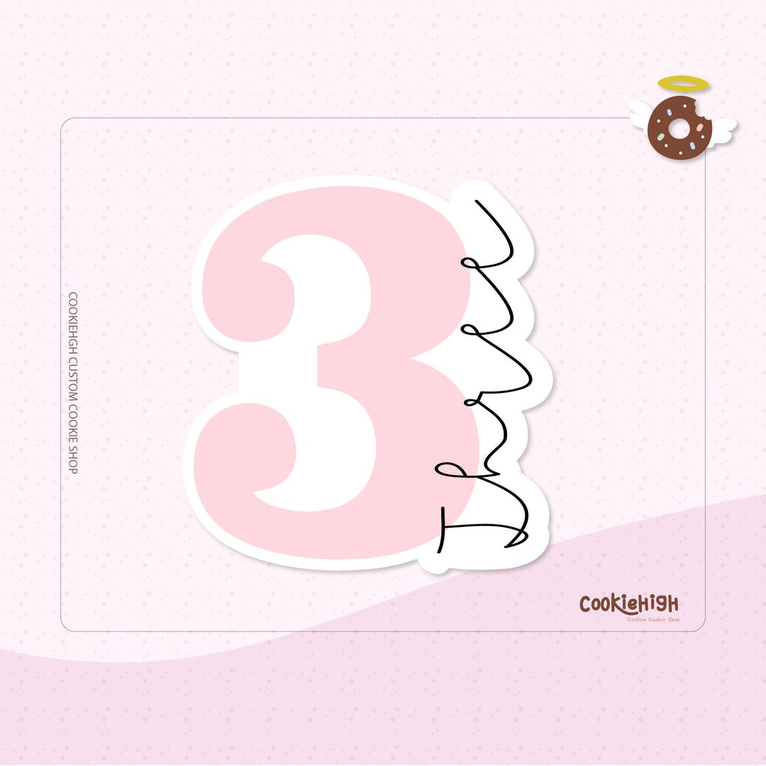 Hand Lettered Number Three Cookie Cutter STL Files | Instant Download ...