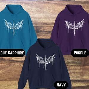 Angel Sword, Fantasy Winged Medieval Longsword Hoodie Gift, Punk Goth ...