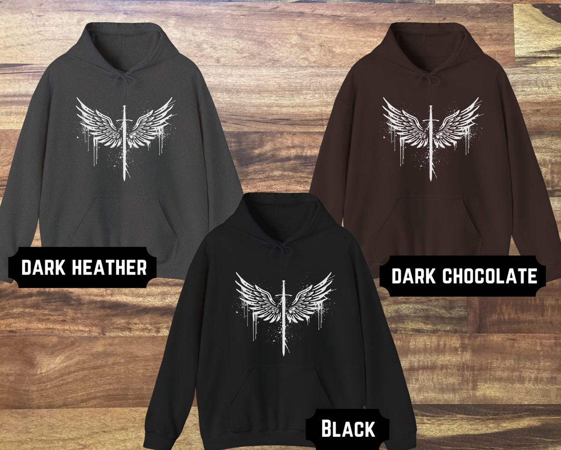 Angel Sword, Fantasy Winged Medieval Longsword Hoodie Gift, Punk Goth ...