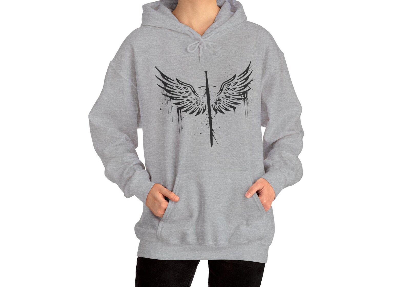 Angel Sword, Fantasy Winged Medieval Longsword Hoodie Gift, Punk Goth ...