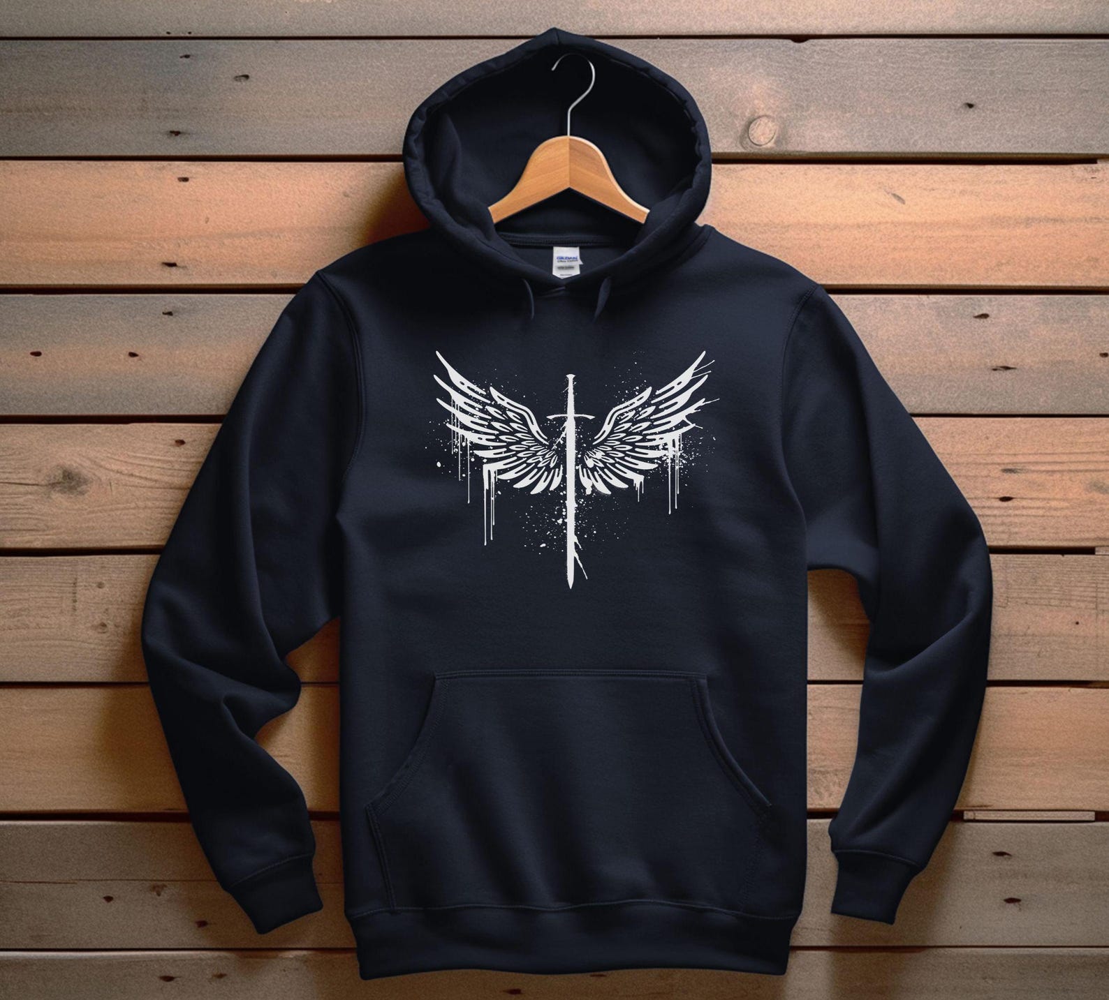 Angel Sword, Fantasy Winged Medieval Longsword Hoodie Gift, Punk Goth ...