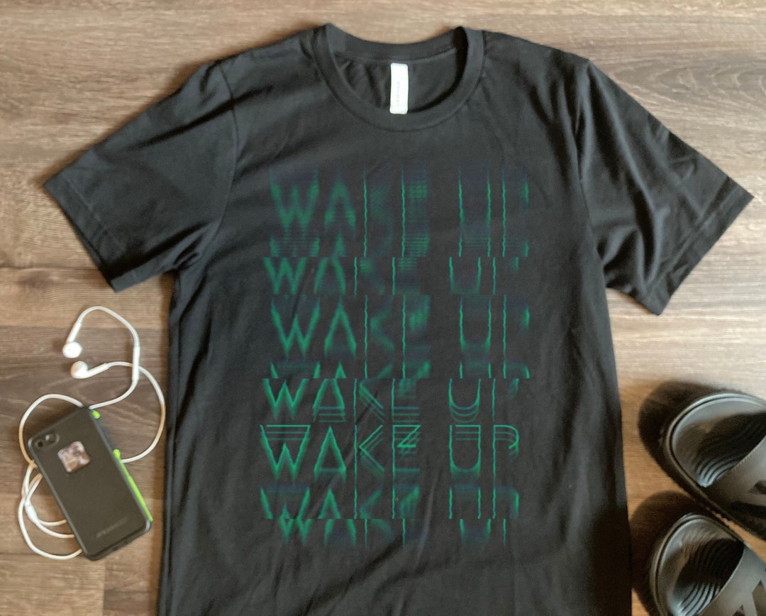 Wake Up, Grunge Matrix Glitch Punk Rock Hipster Retro Emo Tshirt Gift ...
