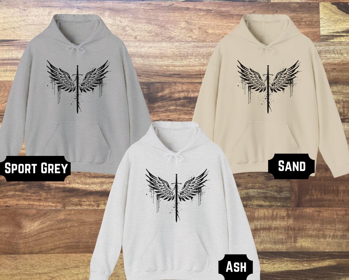 Angel Sword, Fantasy Winged Medieval Longsword Hoodie Gift, Punk Goth ...