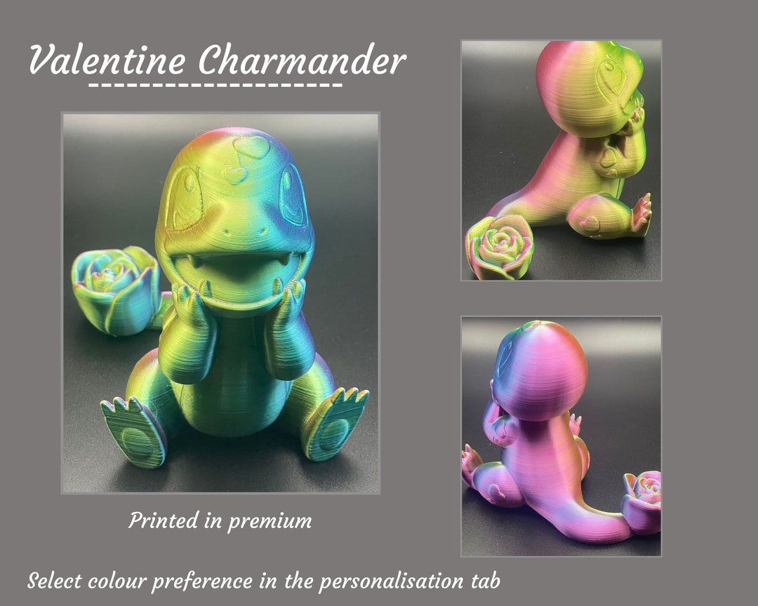 3D Printed Valentines Day Charmander - Etsy