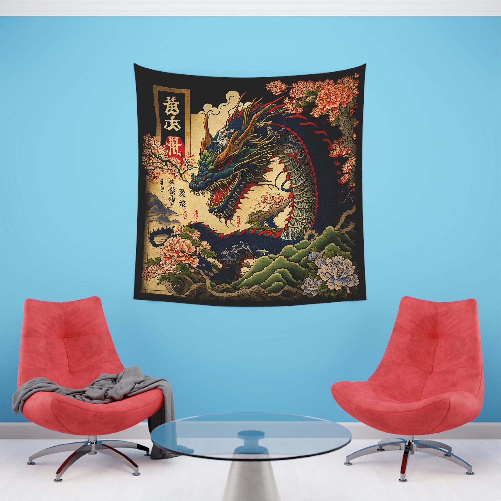 Japanese Dragon Landscape Tapestry: Home Decor & Gifts - Etsy