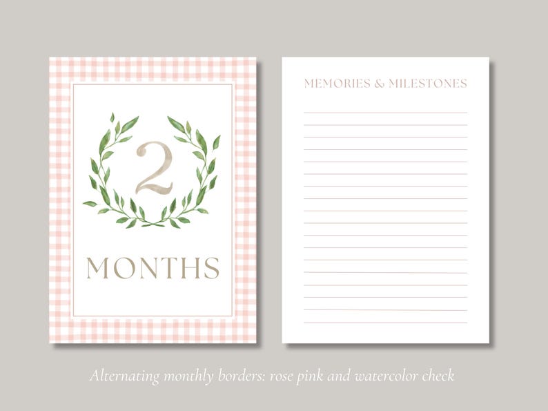 Baby Girl Monthly Milestone Cards | Watercolor Milestone Cards | Pink ...