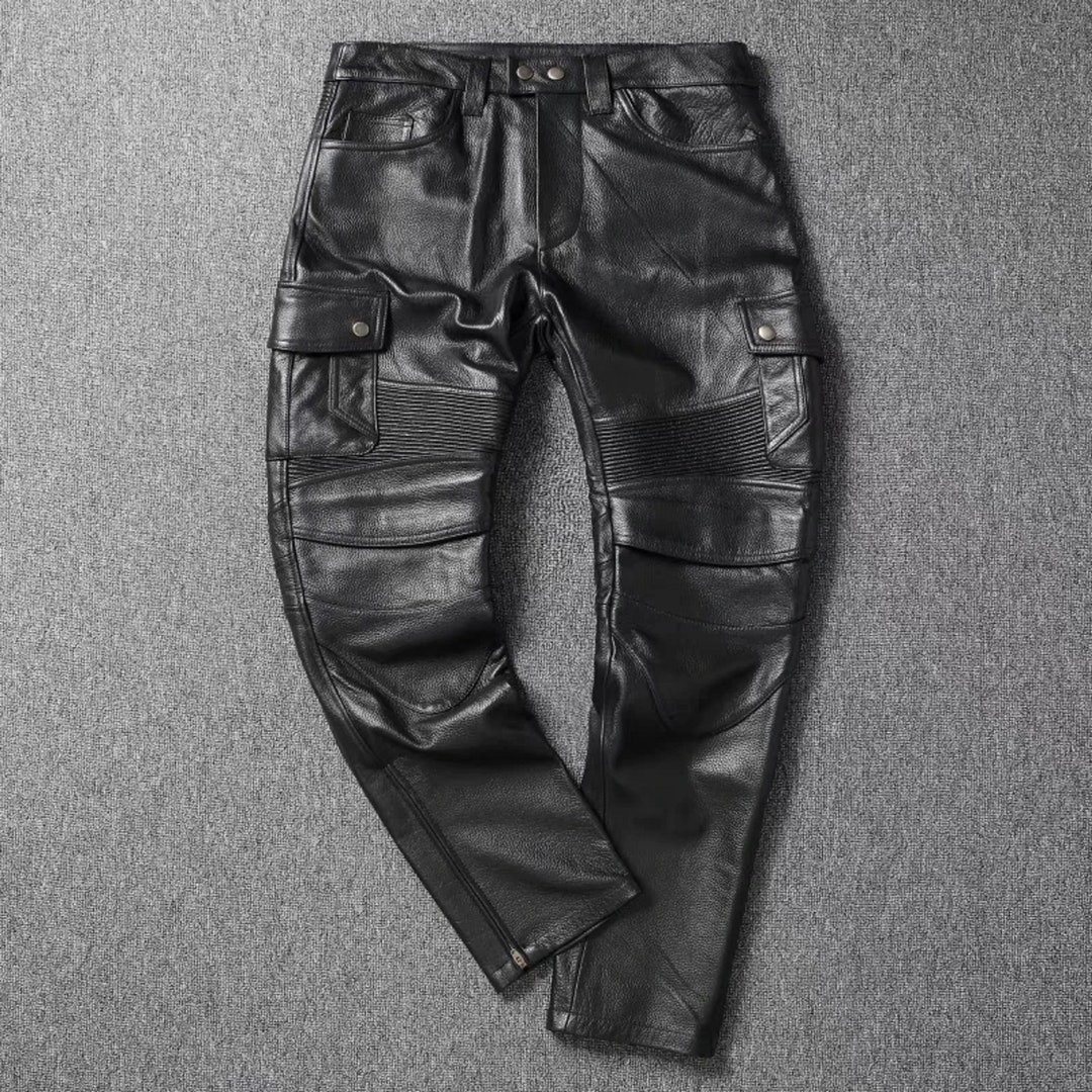 Men's Retro Leather Motorcycle Riding Pants - Etsy