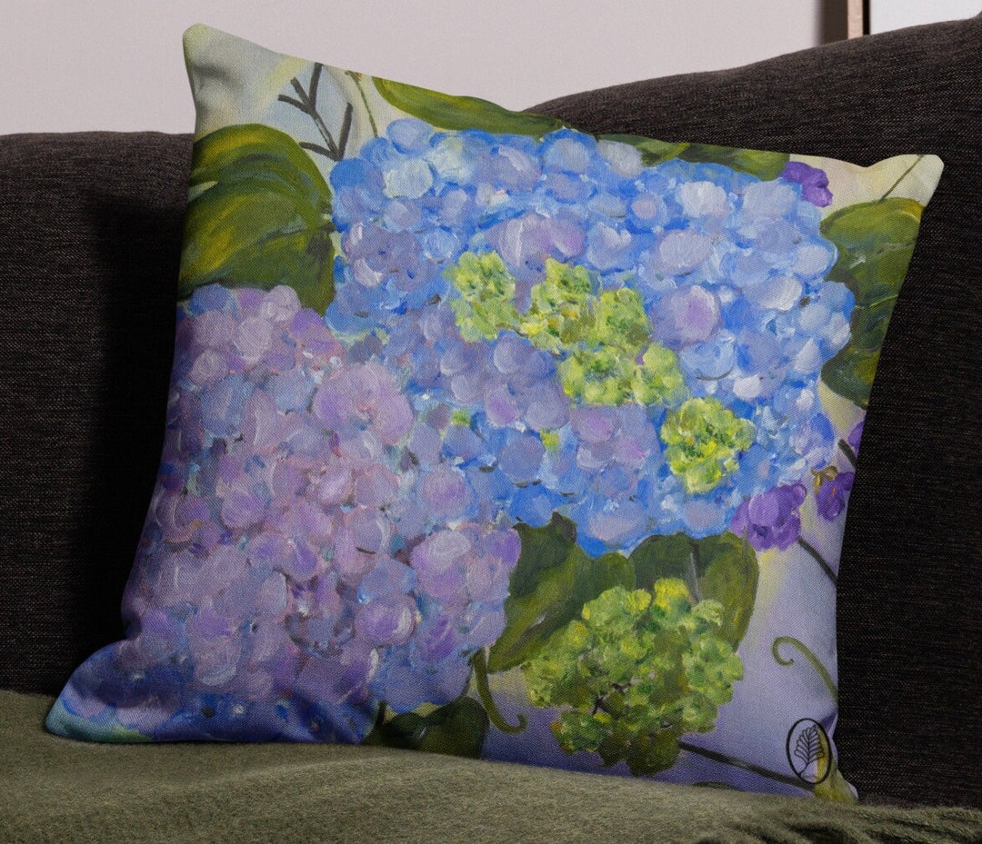 Pillow - Floral - Blue Hydrangeas - Etsy