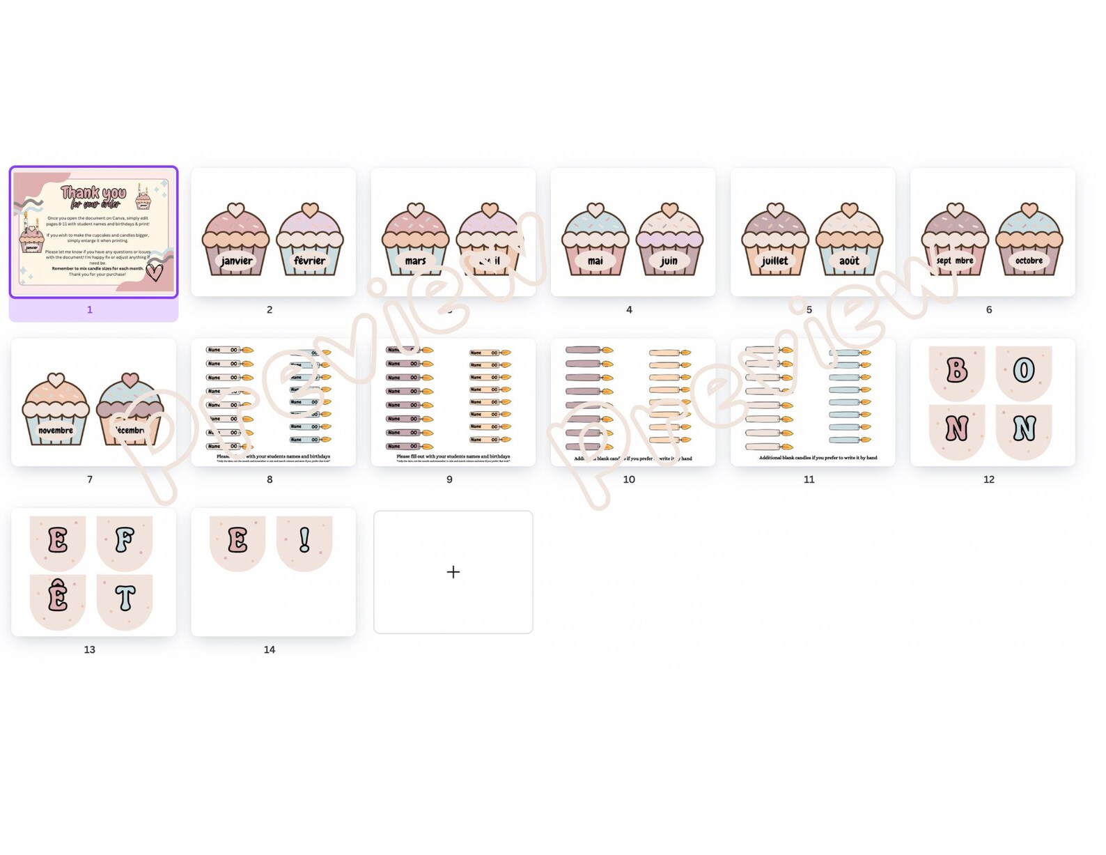 French Boho Birthday Display: Anniversaires De Classe (digital File) - Etsy