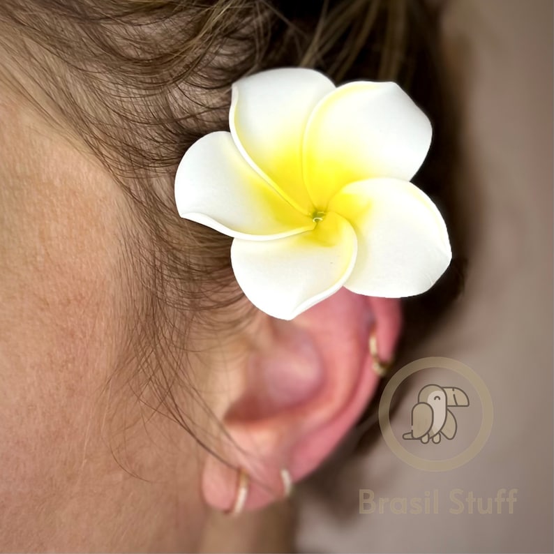 Hawaiian White Plumeria, Artificial Foam Flower, Ear Flower With Stem ...