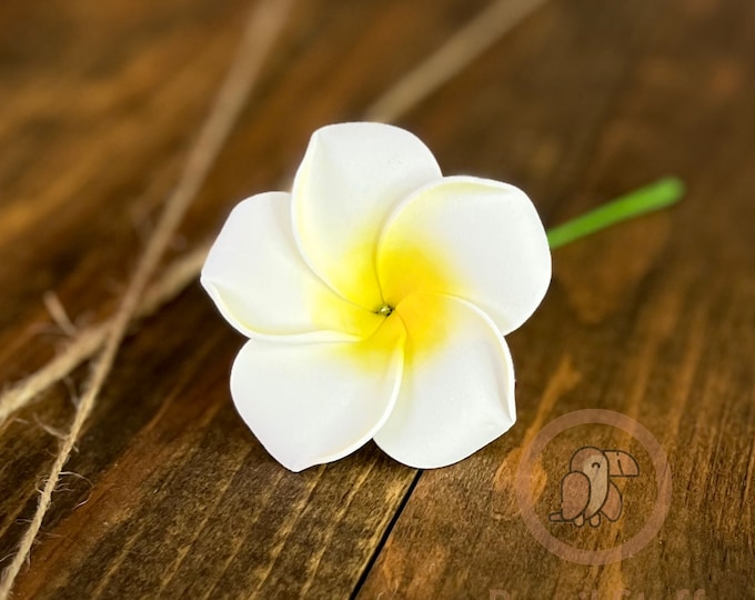 Hawaiian White Plumeria, Artificial Foam Flower, Ear Flower With Stem ...