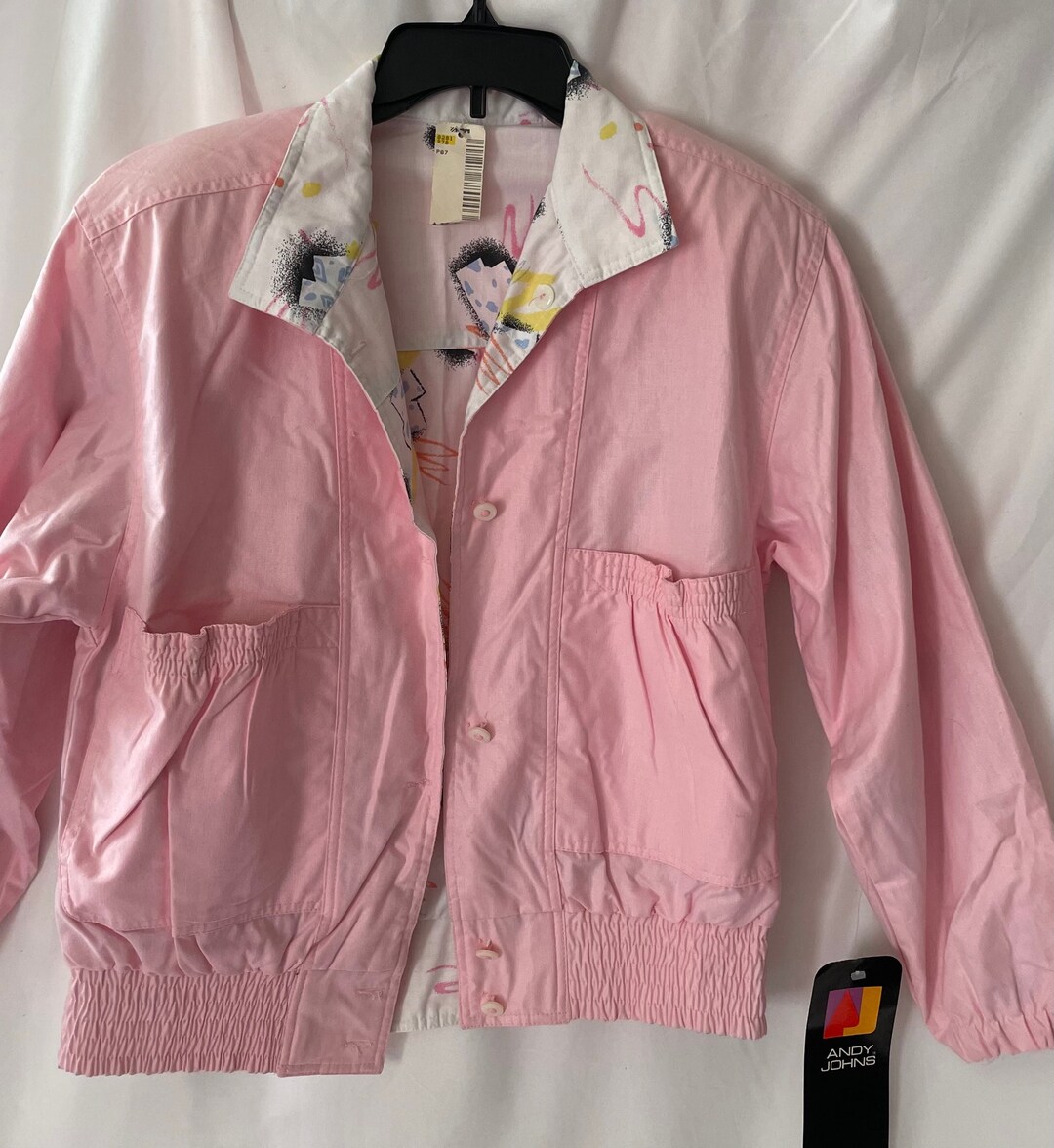 Womens Jacket Pink Andy Johns 80s-90s Vintage Reversable Lightweight ...