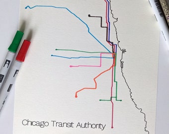 Chicago Map Art Minimal - Etsy