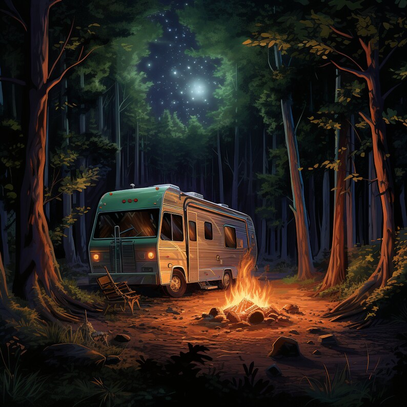 Outdoor Camper Scene - Etsy