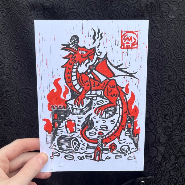 Dragon Lino Print - Etsy Ireland