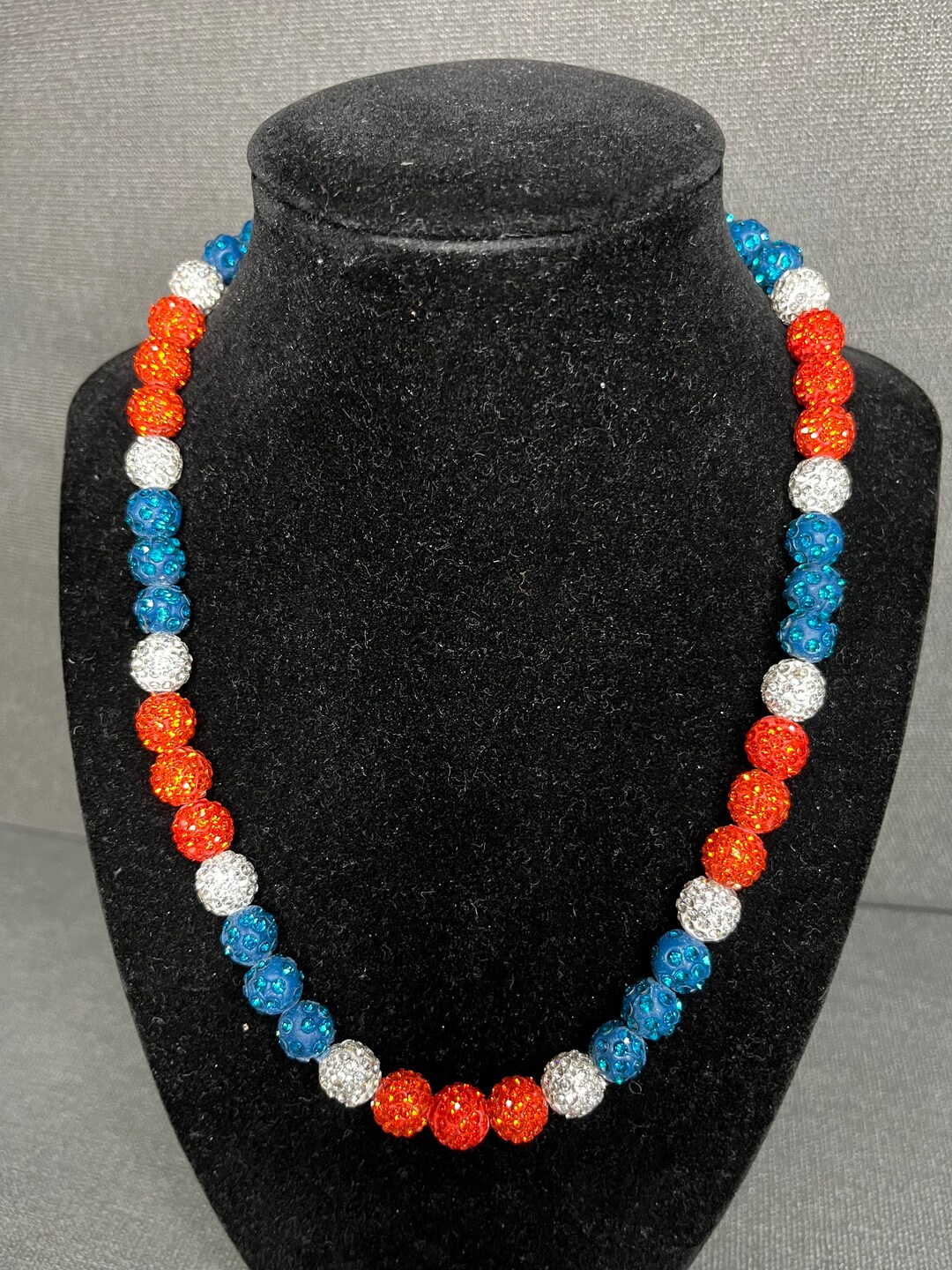 Miami Baseball Beaeded Necklace Rhinestone Bead Bling Shiny Chain ...