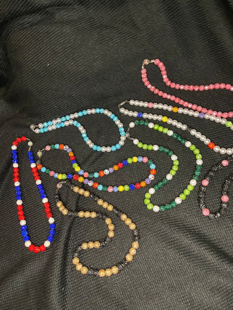 Pink Beaded Necklace Black White Sports Chain Jewelry Baseball ...