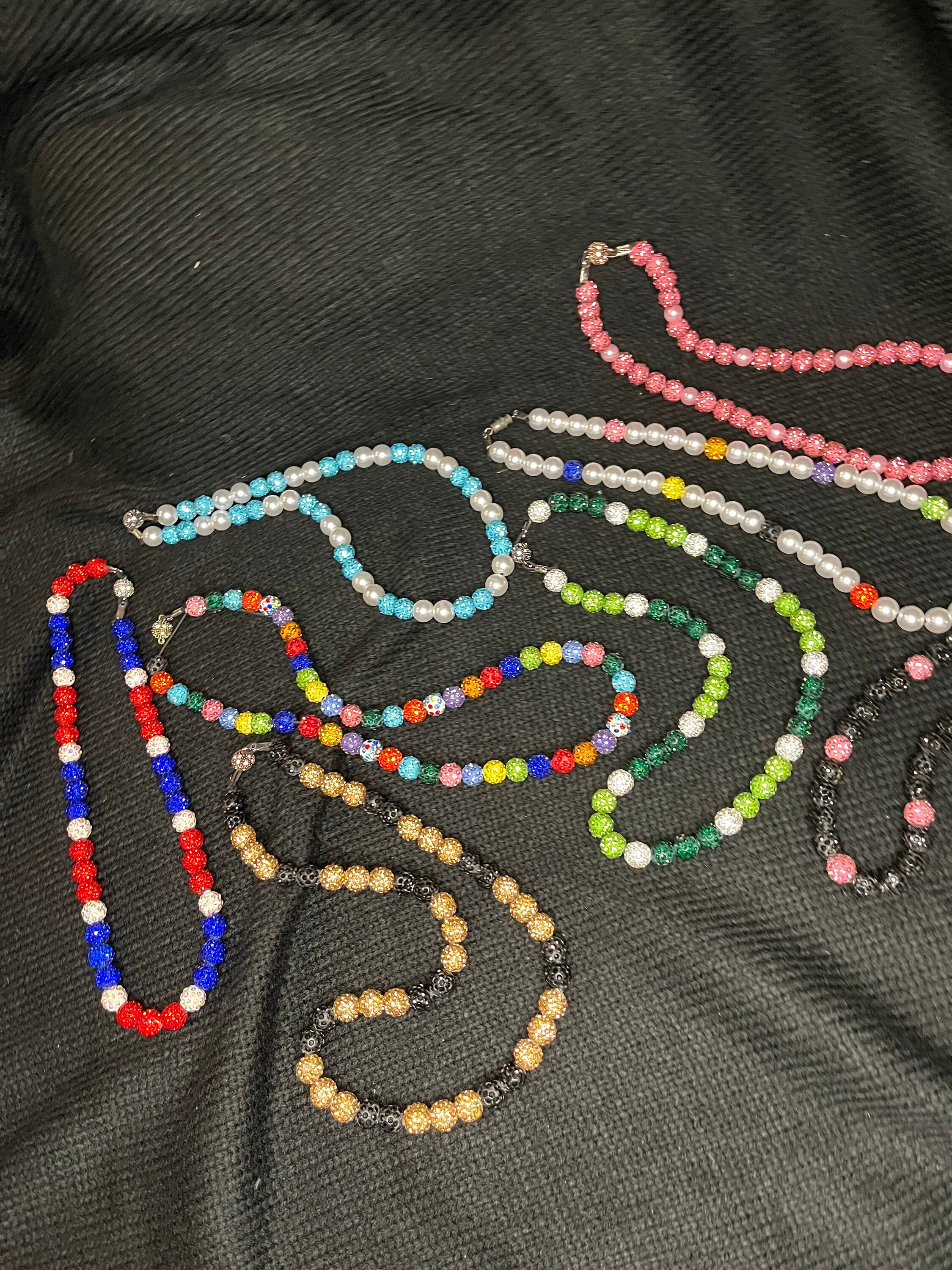 Hot Pink Beaded Baseball Necklace Pearl Black Phillies Bling Chain ...