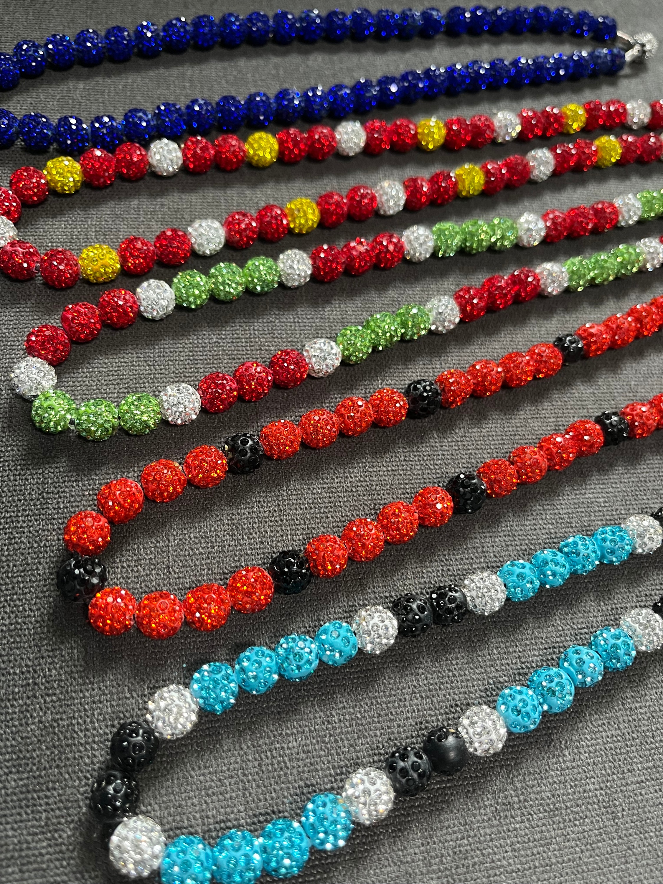 CUSTOM LISTING Baseball Beaded Necklace Rhinestone Ocean Bead Chain ...