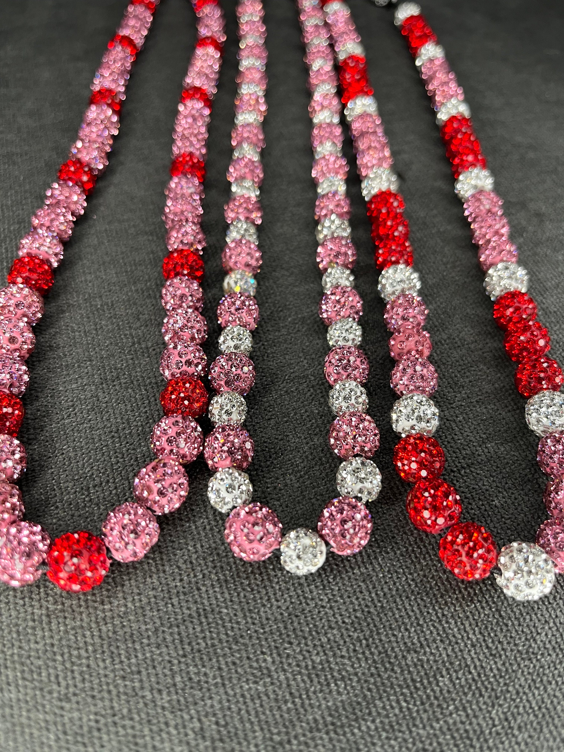 CUSTOM LISTING Baseball Beaded Necklace Rhinestone Ocean Bead Chain ...