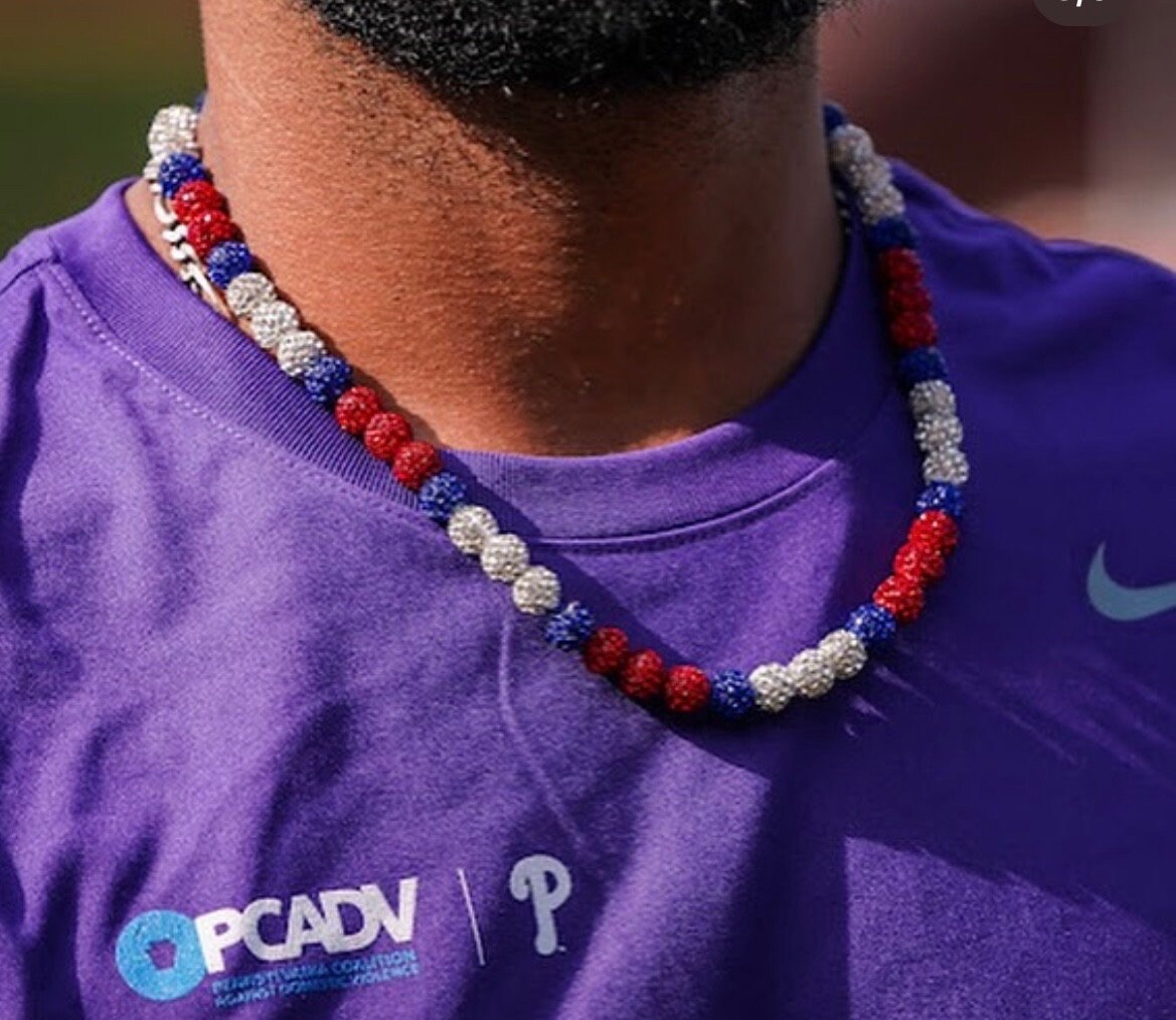 Miami Baseball Beaeded Necklace Rhinestone Bead Bling Shiny Chain ...