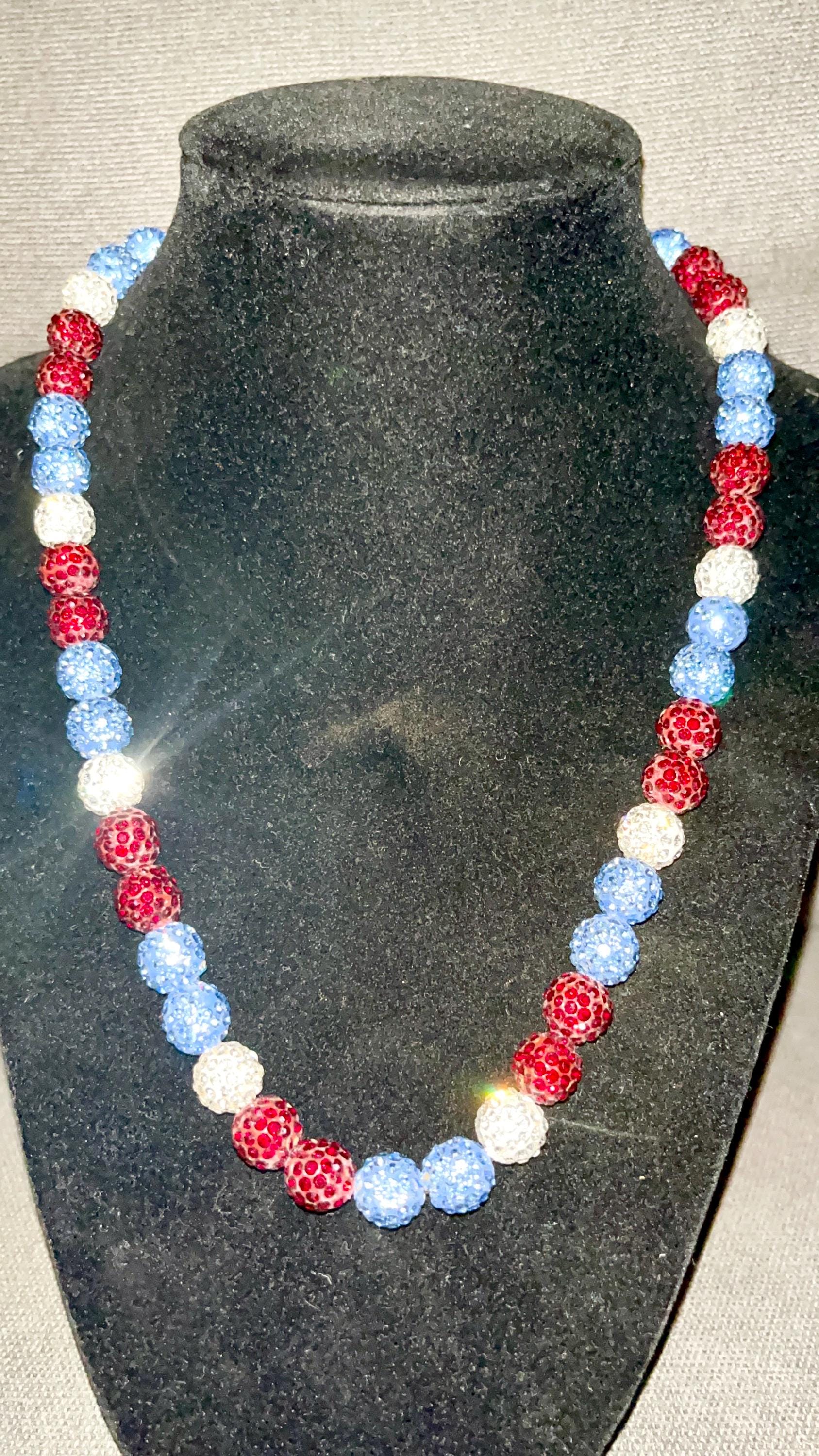 Retro Phillies Beaded Necklace Rhinestone Baseball Throwback Bead Chain ...