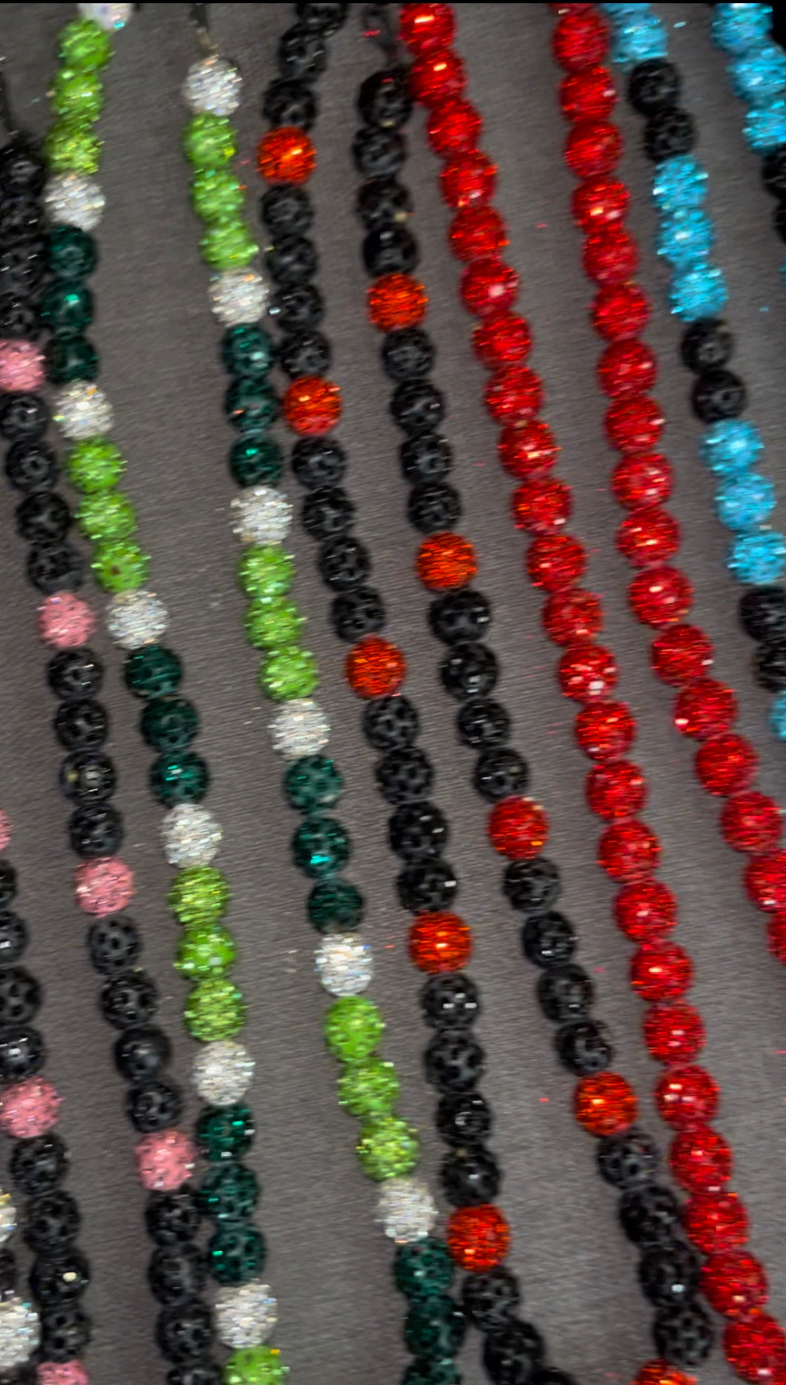 Dinger KING Baseball Necklace Beaded Chain Red Yellow Blue Rhinestone ...