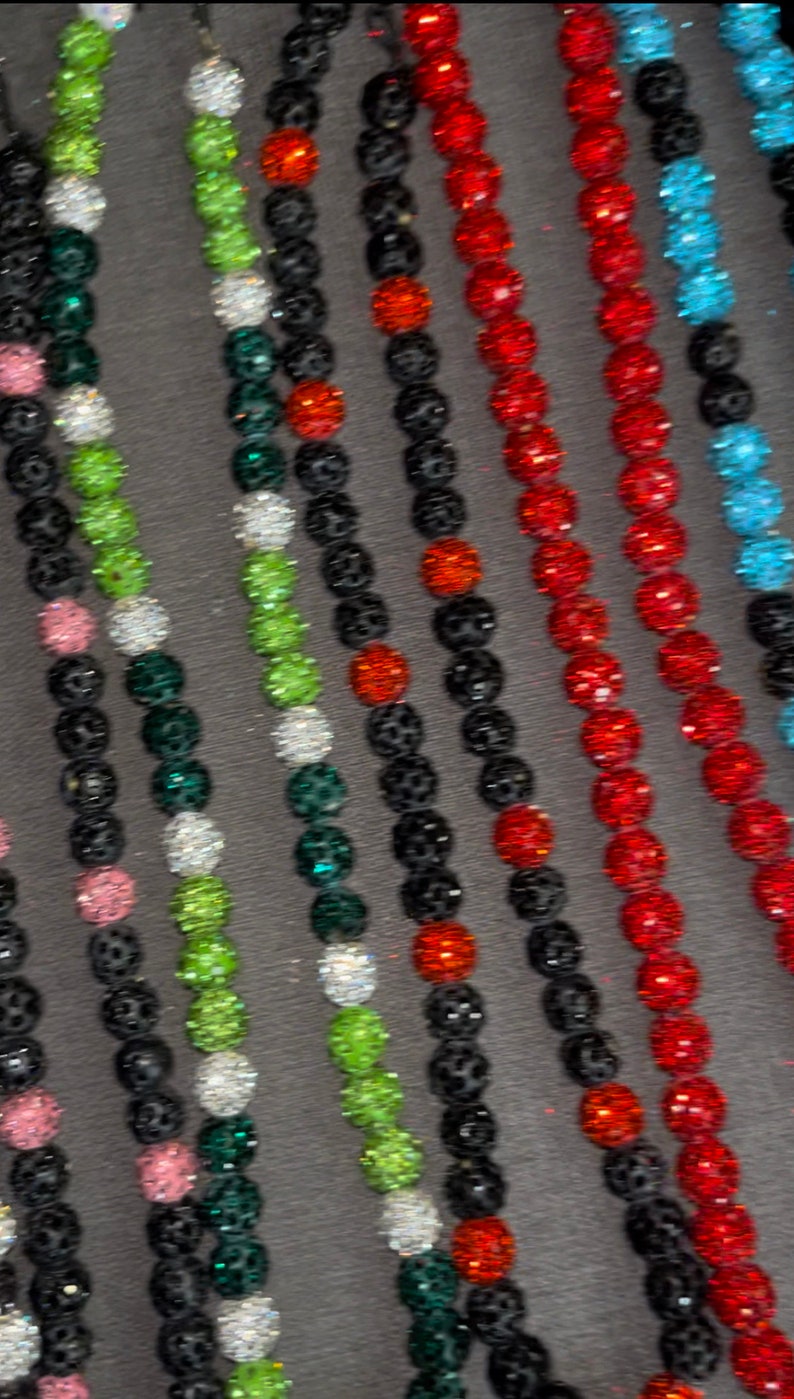 Dinger KING Baseball Necklace Beaded Chain Red Yellow Blue Rhinestone ...