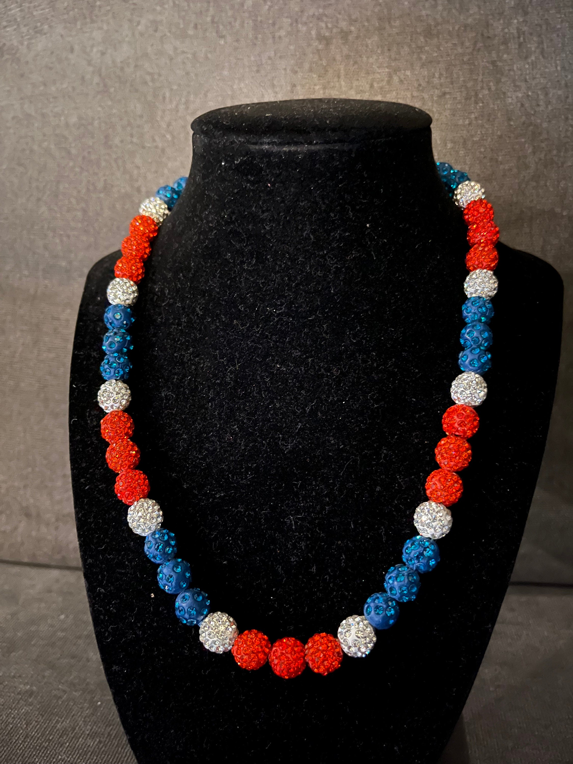 Miami Baseball Beaeded Necklace Rhinestone Bead Bling Shiny Chain ...