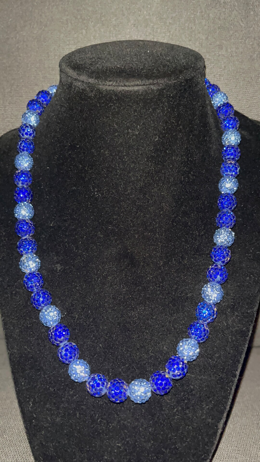 Bleu Ocean Beaded Necklace Baseball Rhinestone Bead Chain Royal Light ...