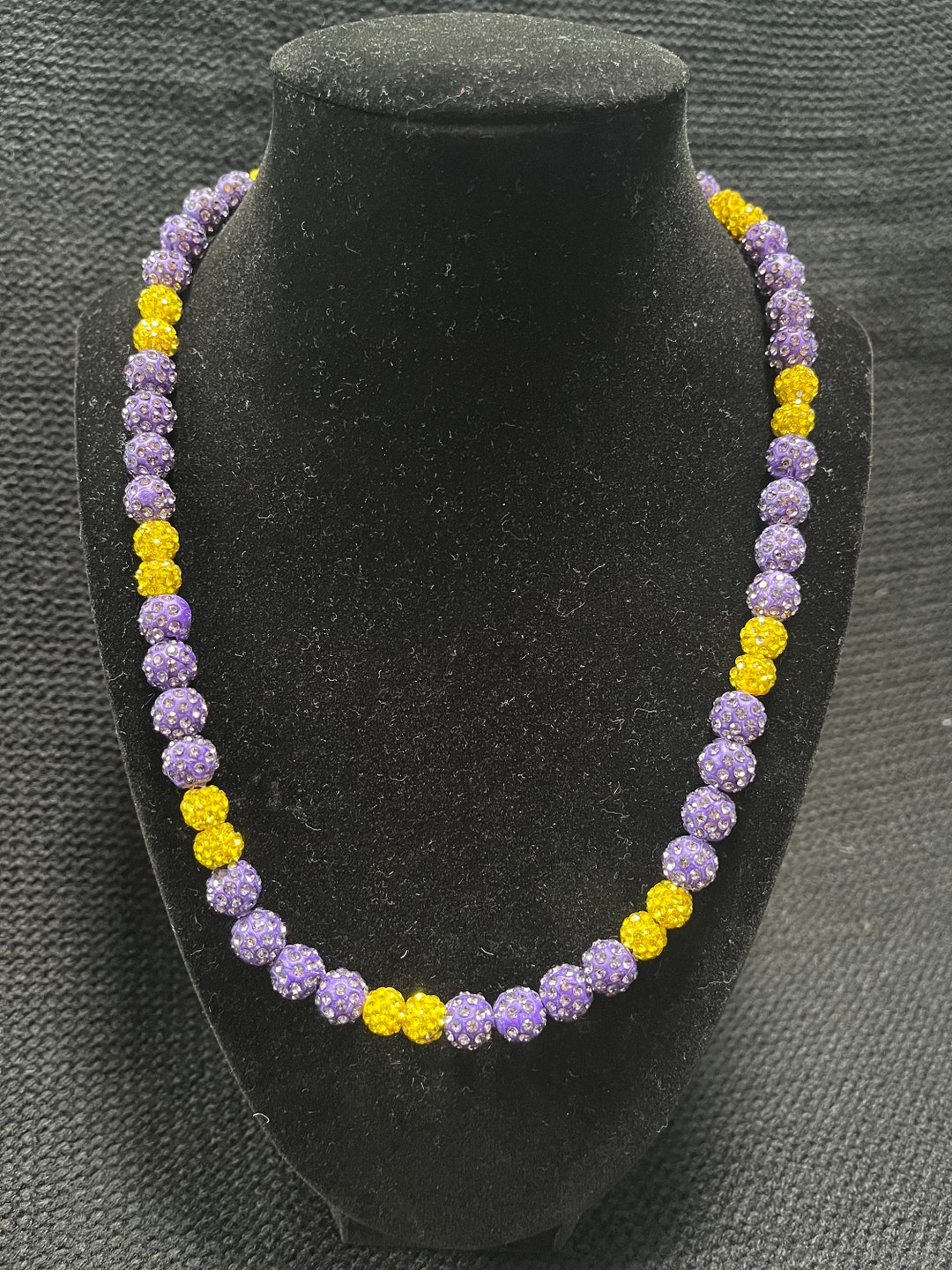Lakers Purple Beaded Necklace Baseball Kobe Mamba Rhinestone Bead Chain ...