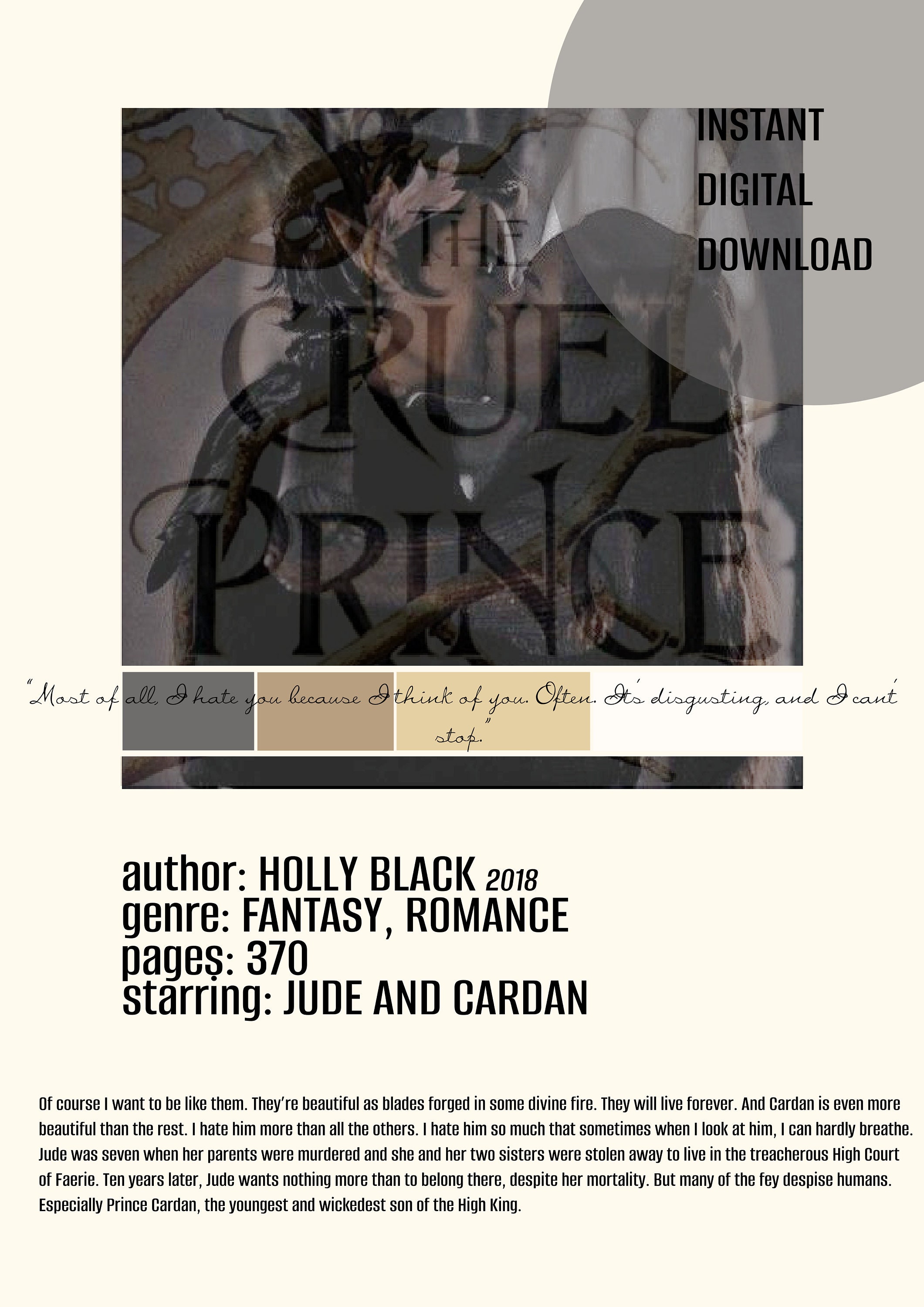 The Cruel Prince by Holly Black Poster Digital Download, Poster, Wall ...