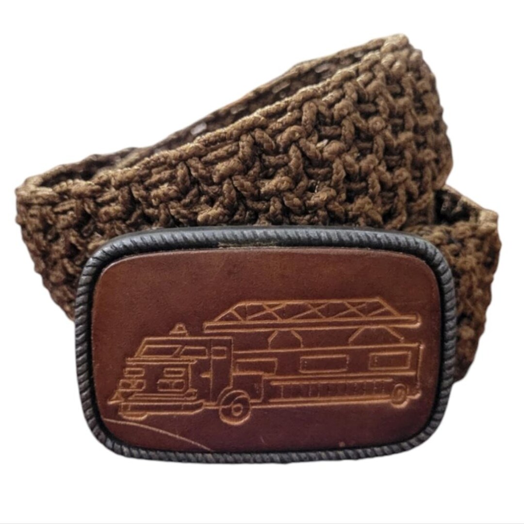 Vintage Chunky Belt & Fire Truck Buckle - Men's - Etsy