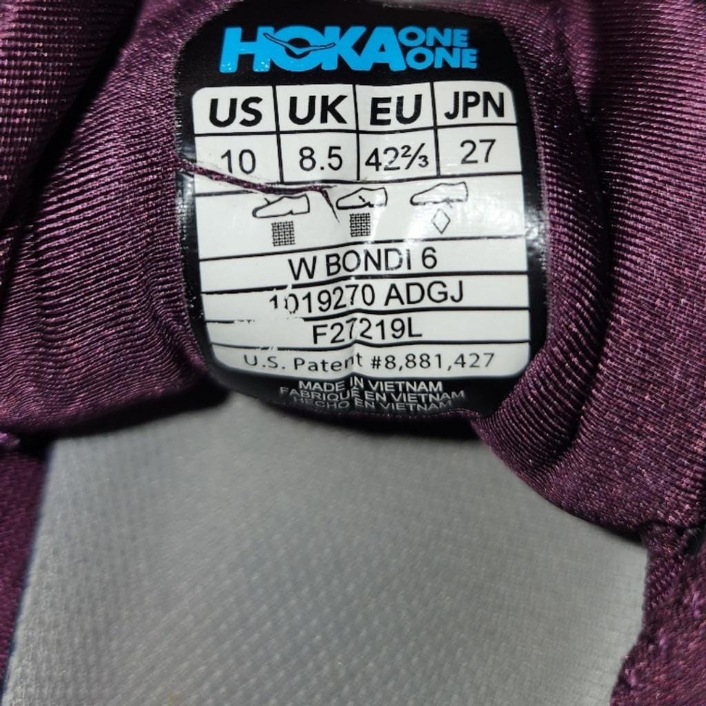 Hoka One One Bondi 6 Purple Athletic Road Running Sneakers - Women's 10 ...