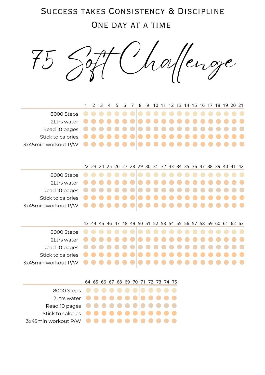 75 Soft Challenge Tracker Template - Etsy