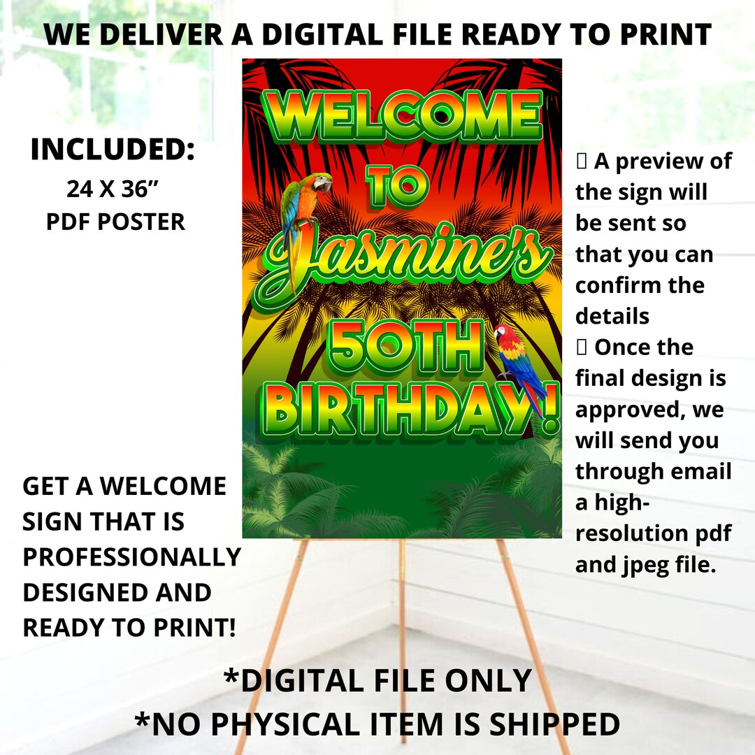 Jamaican Welcome Sign, Tropical Welcome Sign, 24 X 36 Welcome Sign, Any ...