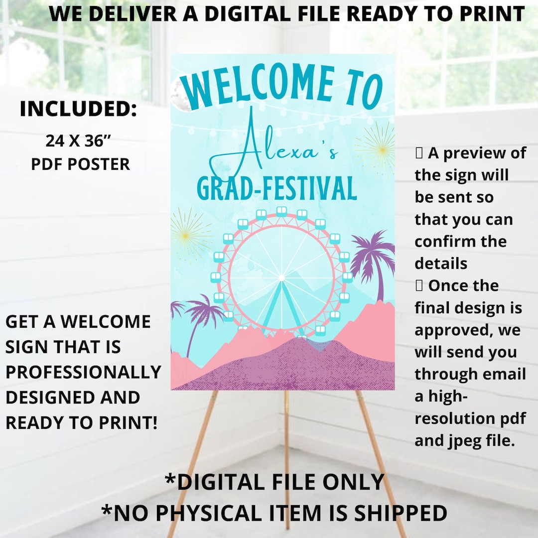 Blue Festival Welcome Sign, Festival Party Sign, 24 X 36 Welcome Sign ...