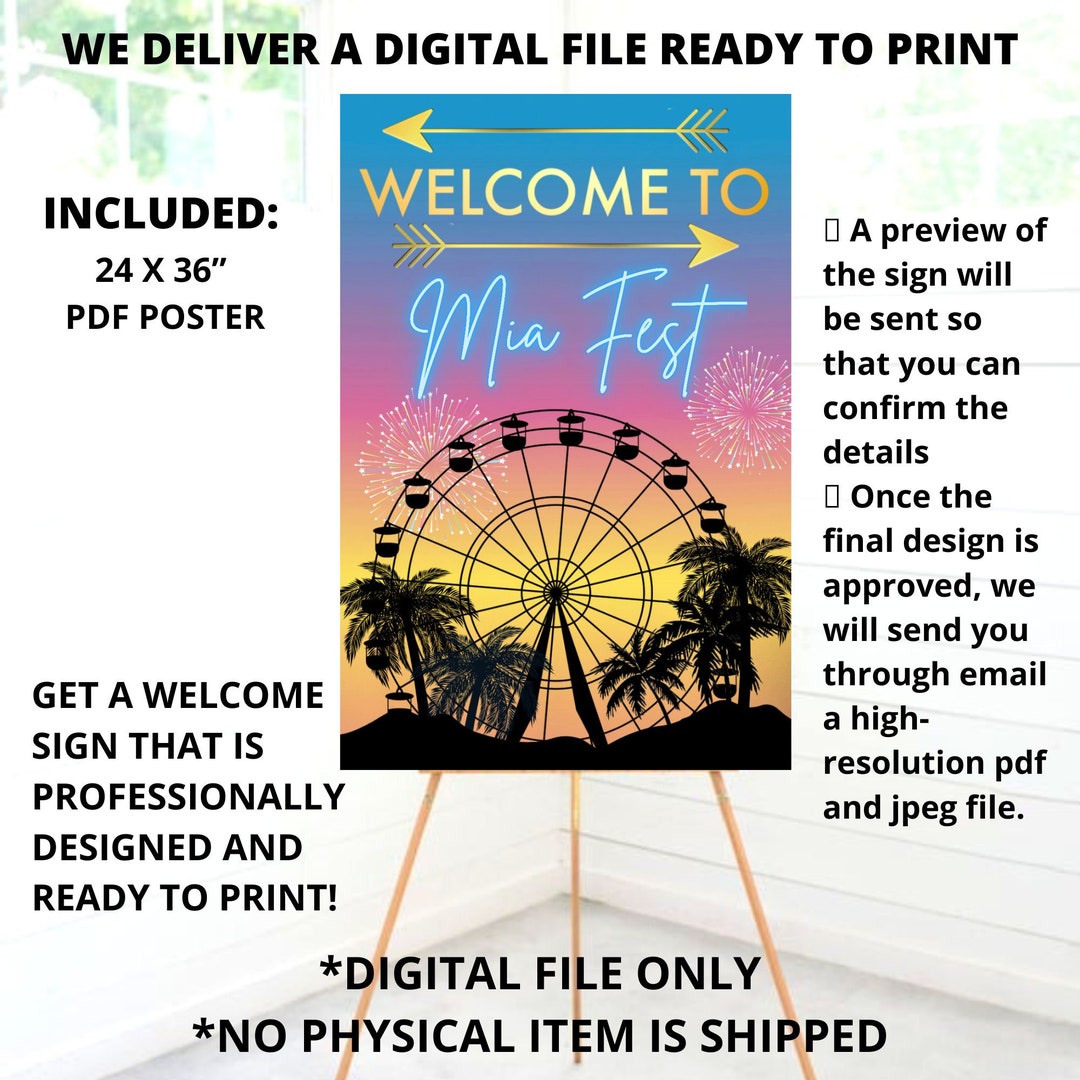 Festival Welcome Sign, Ferris Wheel Birthday Sign, 24 X 36 Welcome Sign ...
