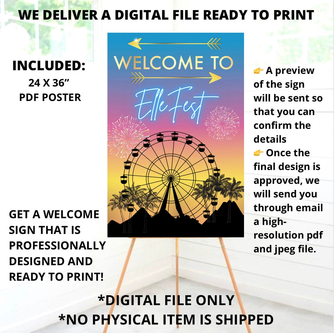 Festival Welcome Sign Ferris Wheel Birthday Sign 24 X 36 - Etsy UK