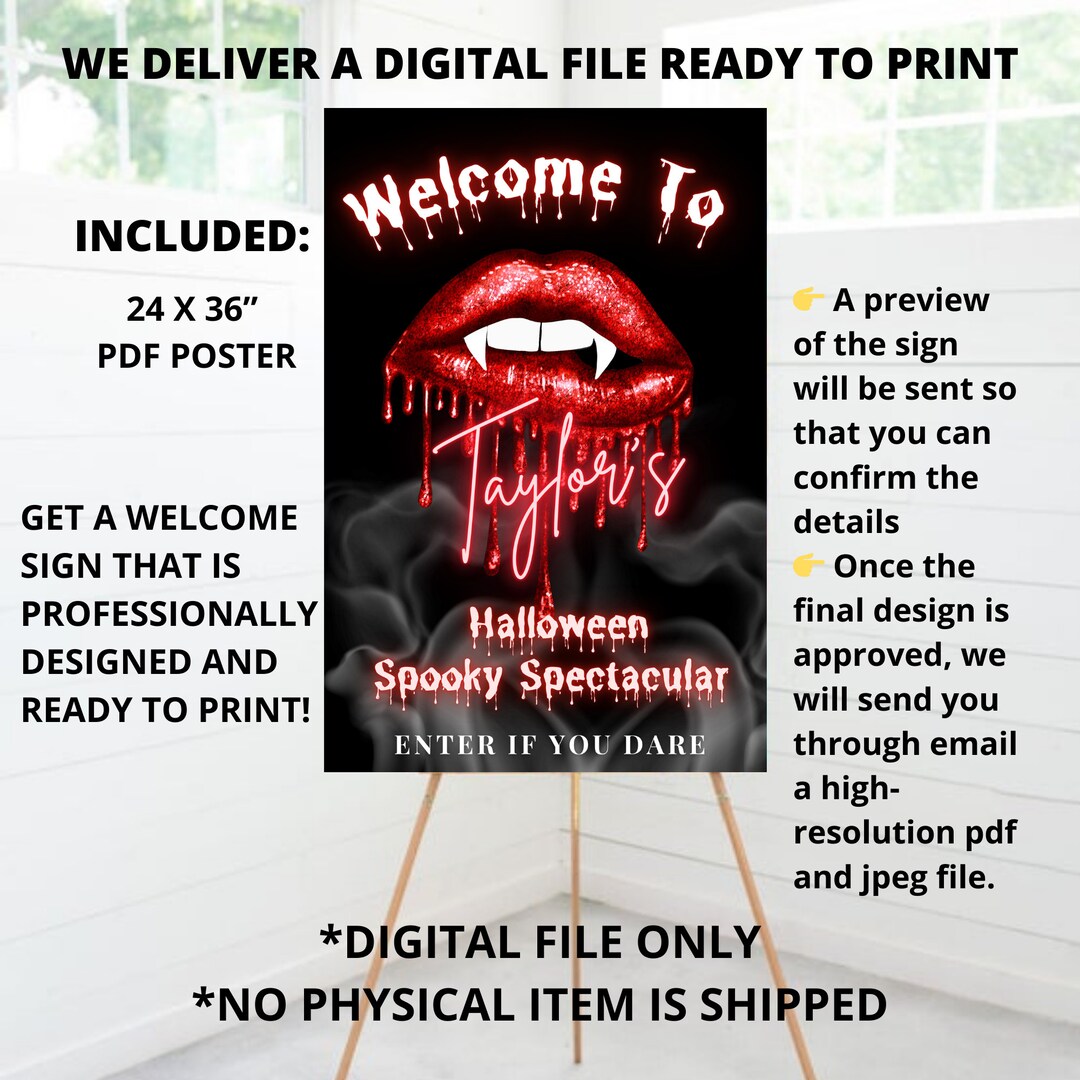 Halloween Welcome Sign, Vampire Sign, Halloween Welcome Sign, 24 X 36 ...