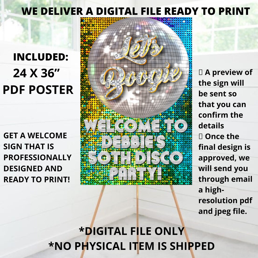 Disco Welcome Sign, Disco Birthday Sign, 24 X 36 Welcome Sign - Etsy