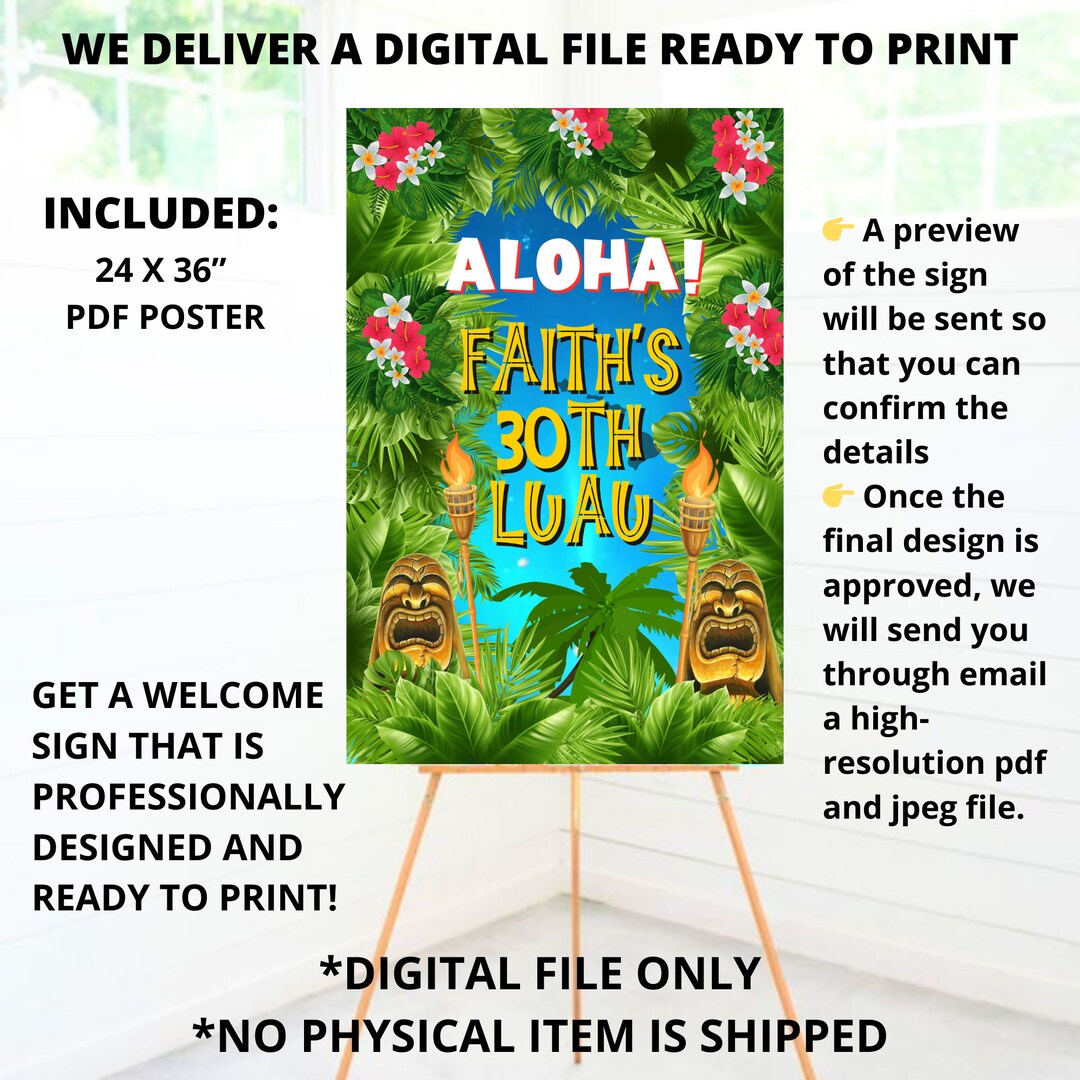 Luau Welcome Sign,hawaiian Luau Sign, 24 X 36 Welcome Sign - Etsy